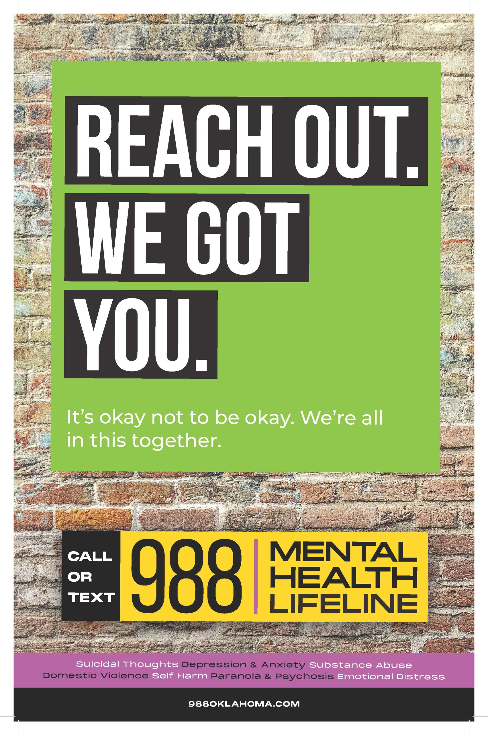 Reach Out. We Got You - 988: Oklahoma's Mental Health Lifeline