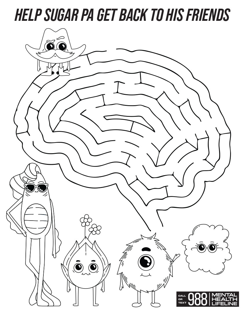 Sugar Pa Maze Activity Sheet - 988: Oklahoma's Mental Health Lifeline
