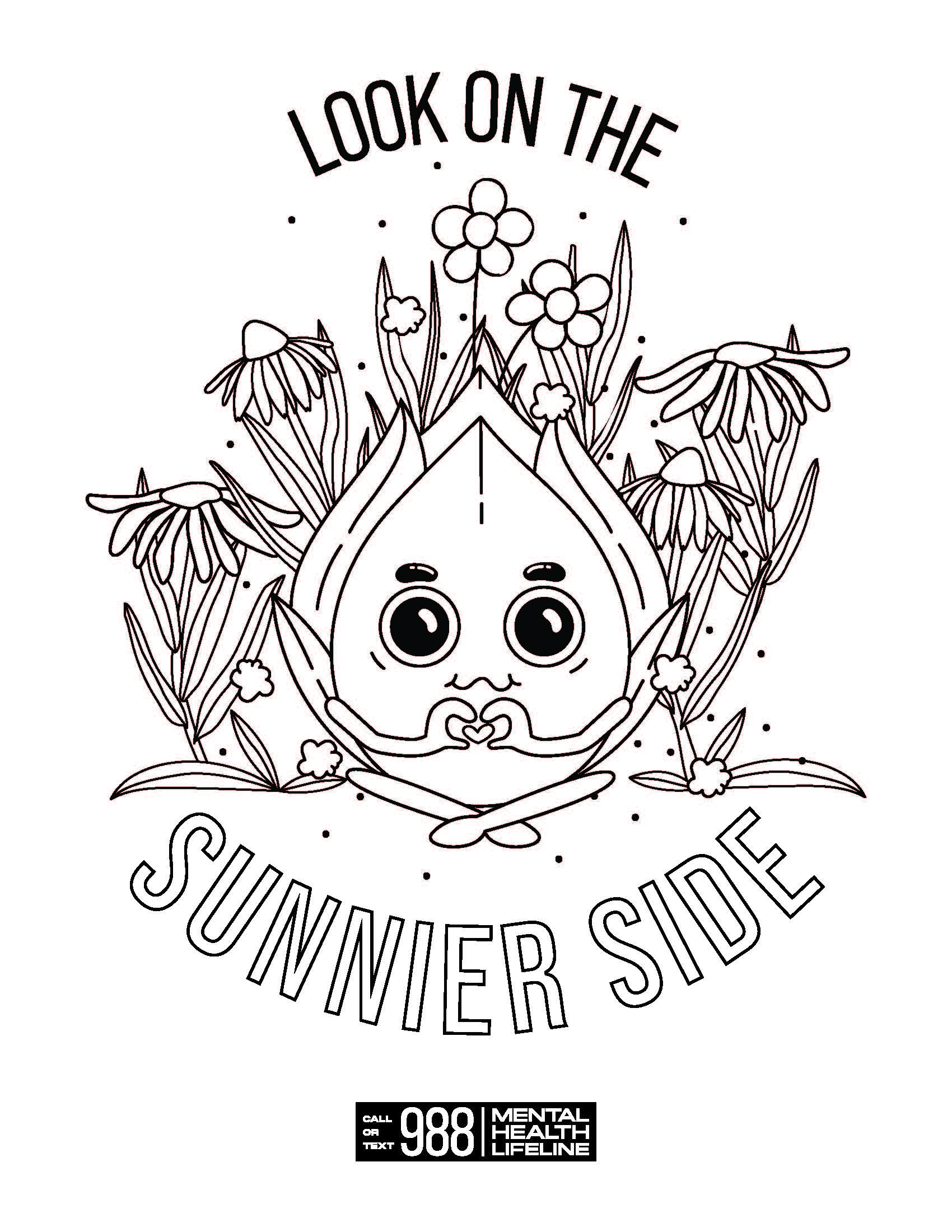 Look On the Sunnier Side Coloring Sheet - 988: Oklahoma's Mental Health ...